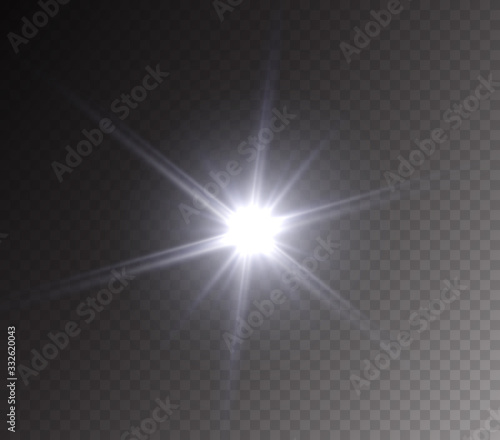 Camera flash light effect isolated on transparent background. White ...