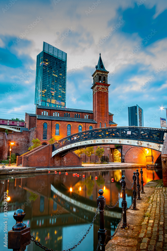 Castlefield basin Manchester Rochdale canal bridge Stock Photo | Adobe ...