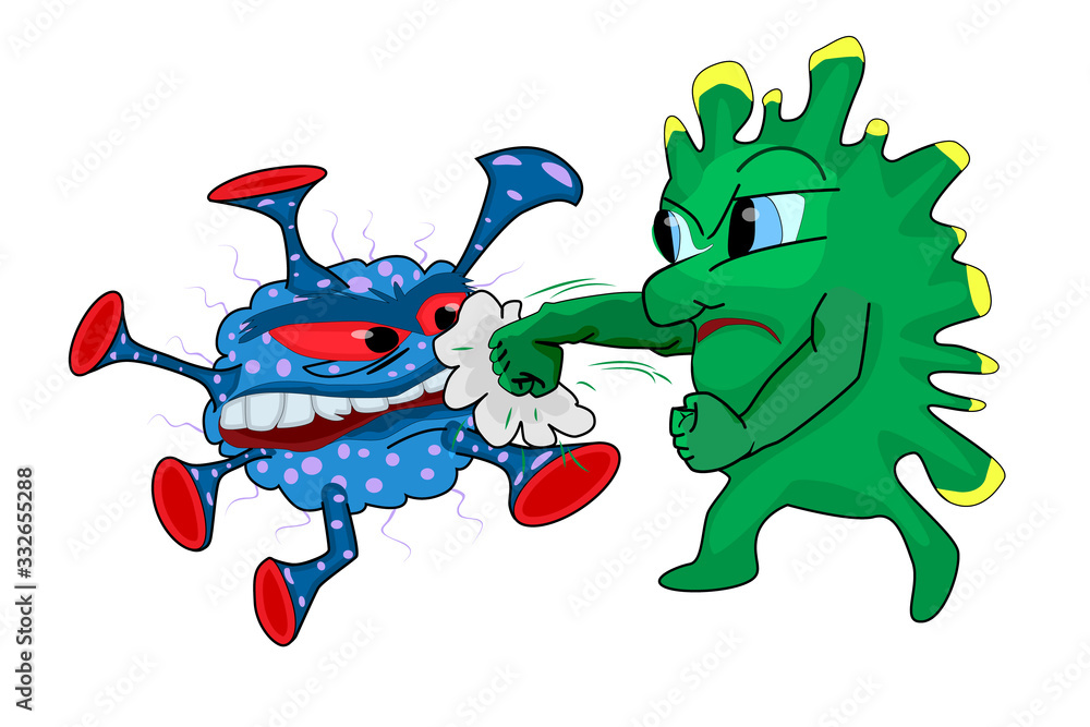 Immunity fights the virus isolated on white background. Coronavirus ...