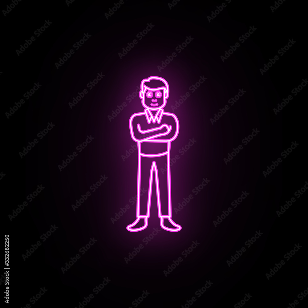 Boy's teenage period neon icon. Simple thin line, outline vector of generation icons for ui and ...