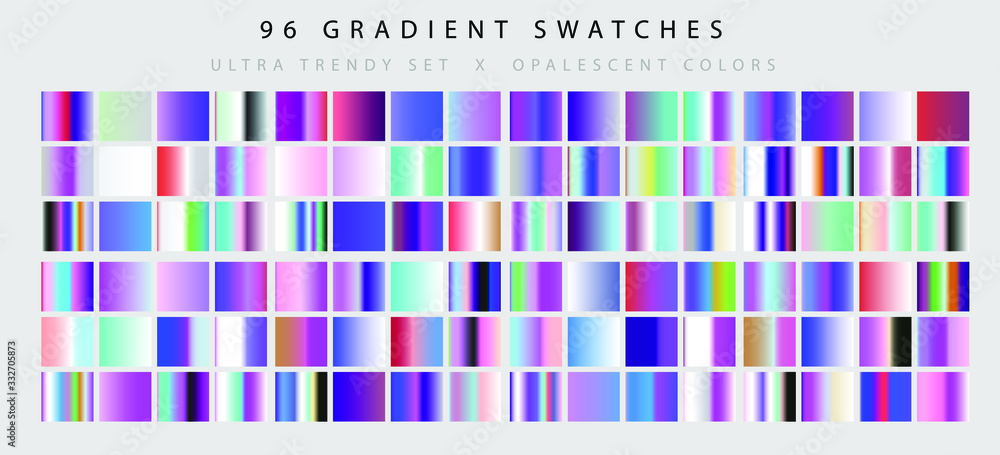 Set of neon retrowave and vaporwave gradient swatched for design. UI ...