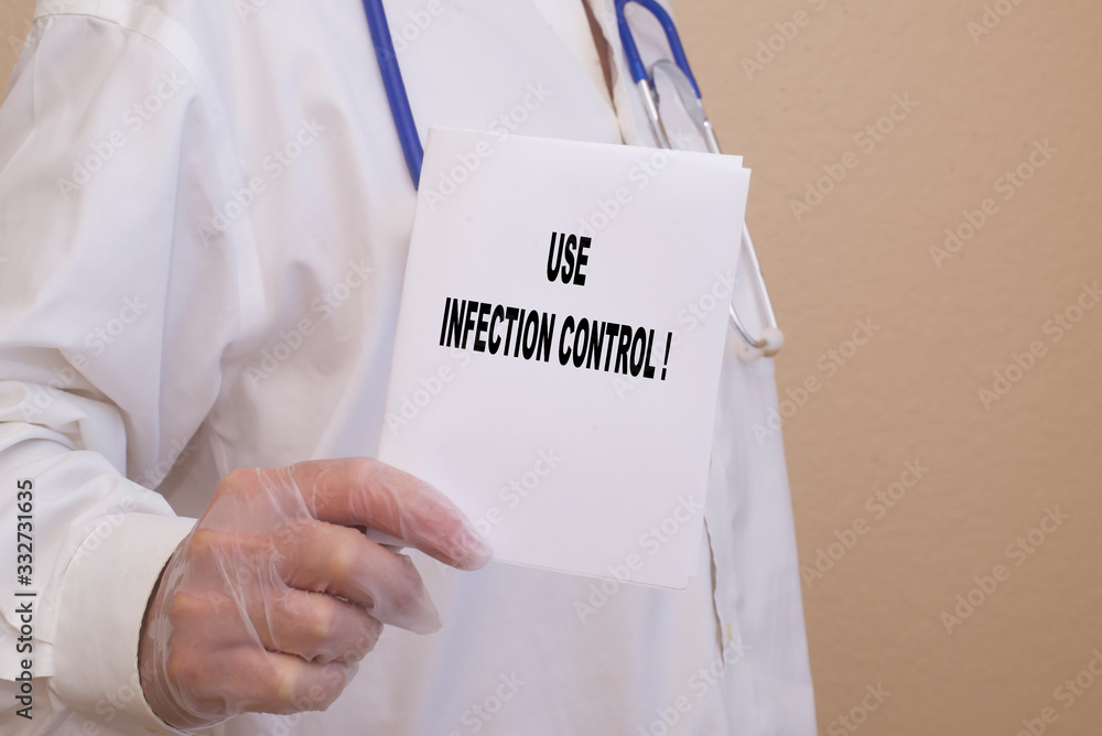 Physcian showing a strong suggestion to use strict and proper infection ...