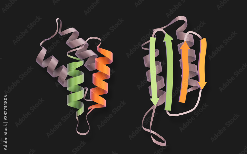 3D Illustration Rendering. Prions, Prion, Protein mutation before and ...