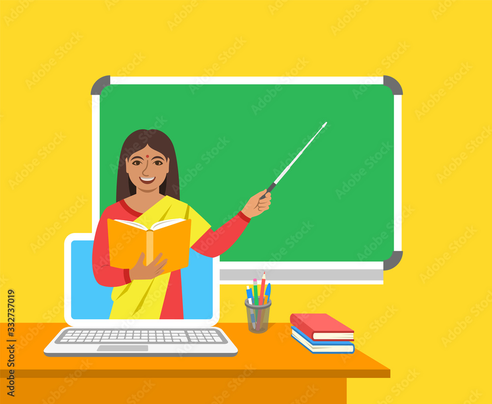 Online education concept. Home education during quarantine. Distance ...