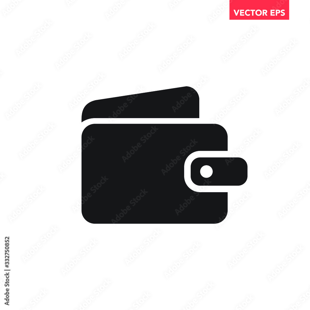 Black single wallet icon, simple silhouette business infographic flat ...