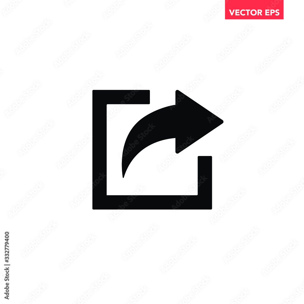Black share publish arrow social media icon, simple jump screen tool ...