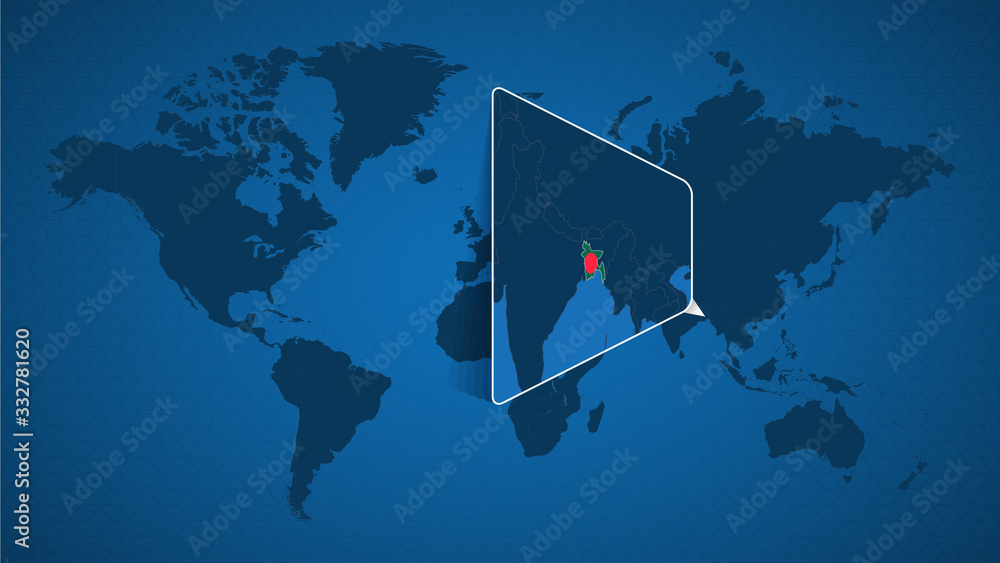 Detailed world map with pinned enlarged map of Bangladesh and ...