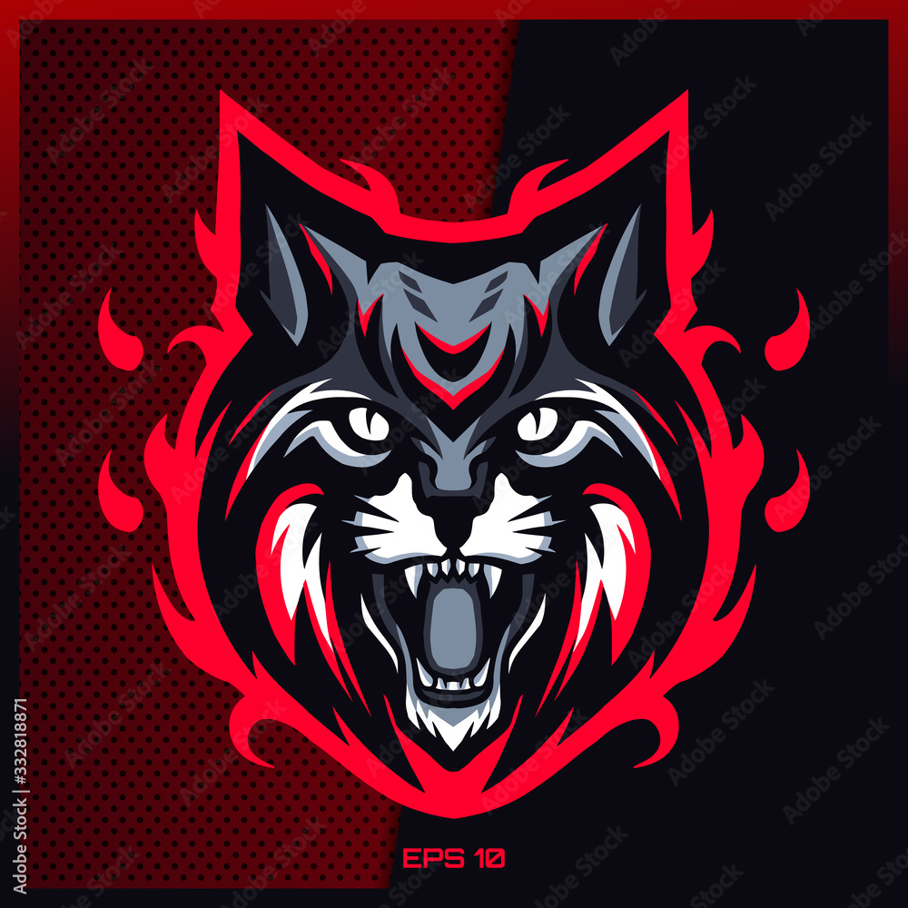 Angry Grey Lynx roaring esport and sport mascot logo design in modern ...