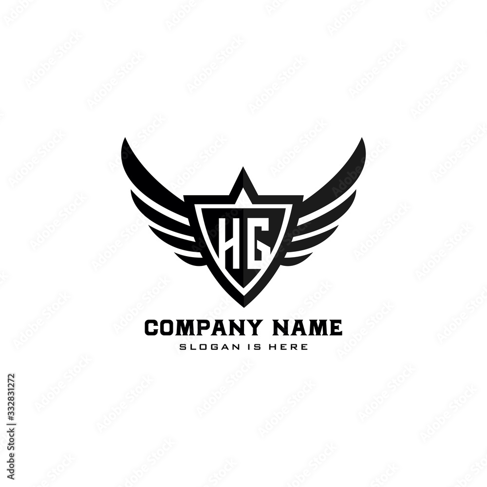 Initial letters HG shield shape black monogram logo vector Stock Vector ...