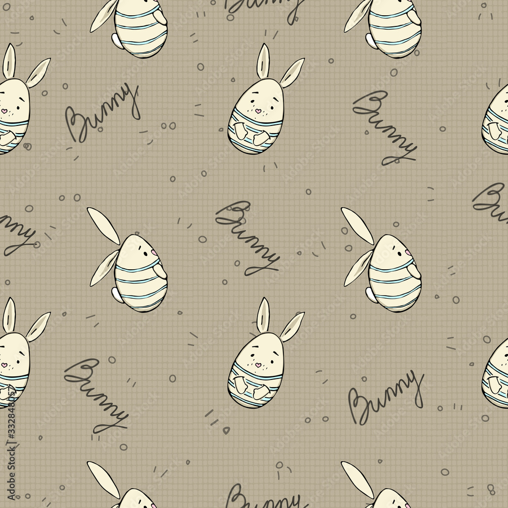 Seamless pattern. Vector illustration with cute rabbits on fabric ...