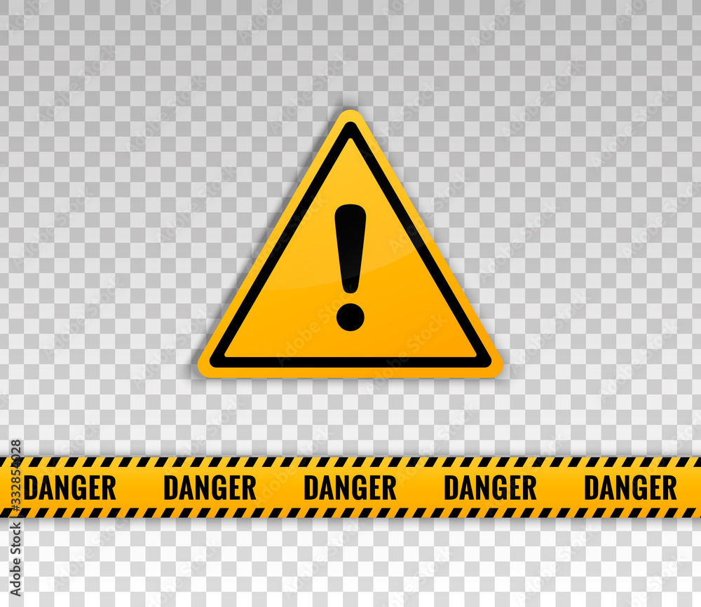 Danger caution. Attention sign and warning line. Hazard warnings to ...