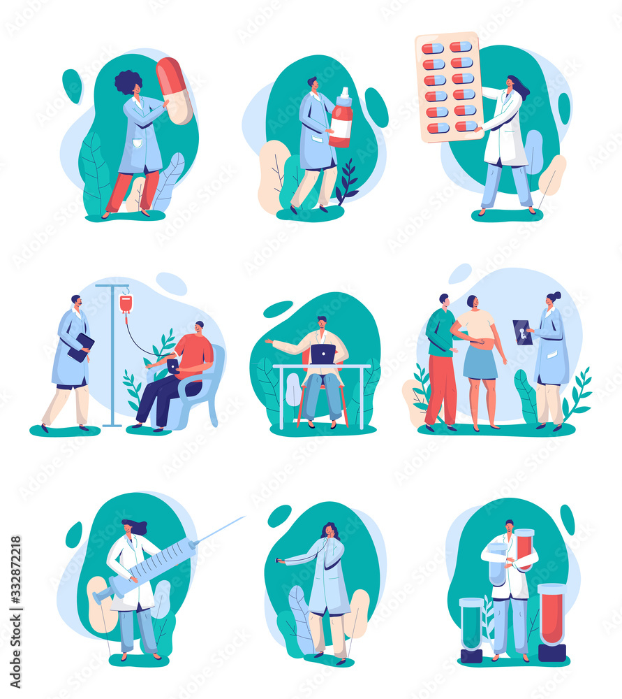 Doctor and medical assistant in healthcare center, patient in clinic ...