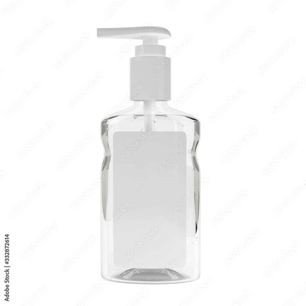 Realistic sanitizer gel bottle with pump. Gel or cream bottle dispenser ...