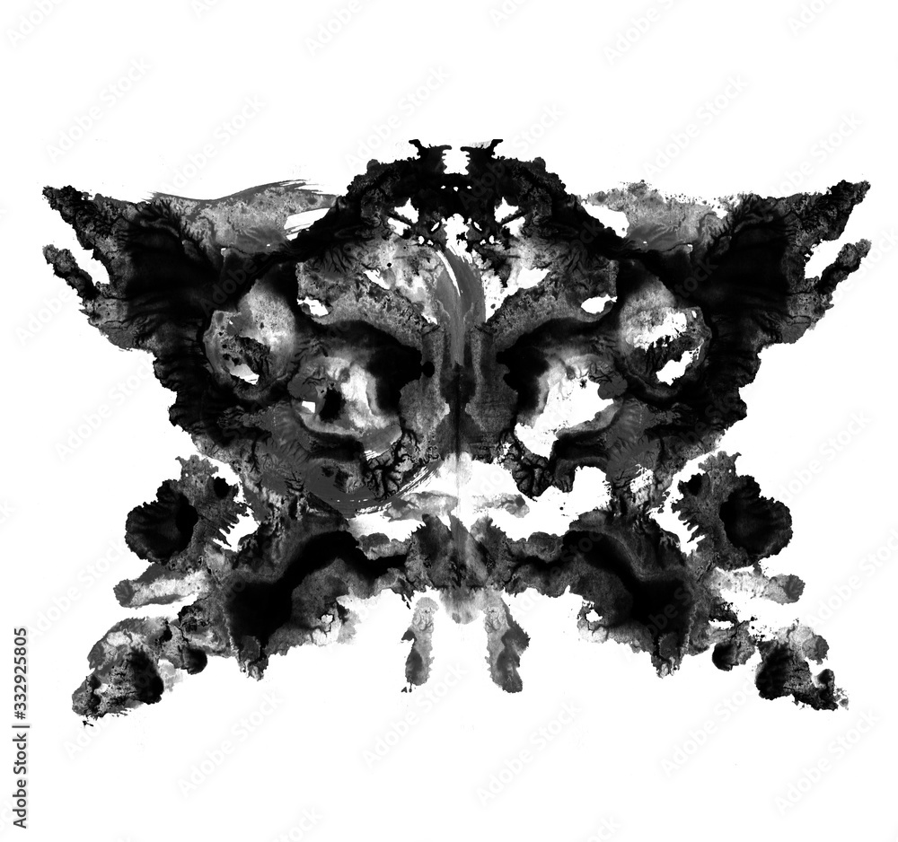 Rorschach test ink blot illustration. Psychological test. Silhouette of ...