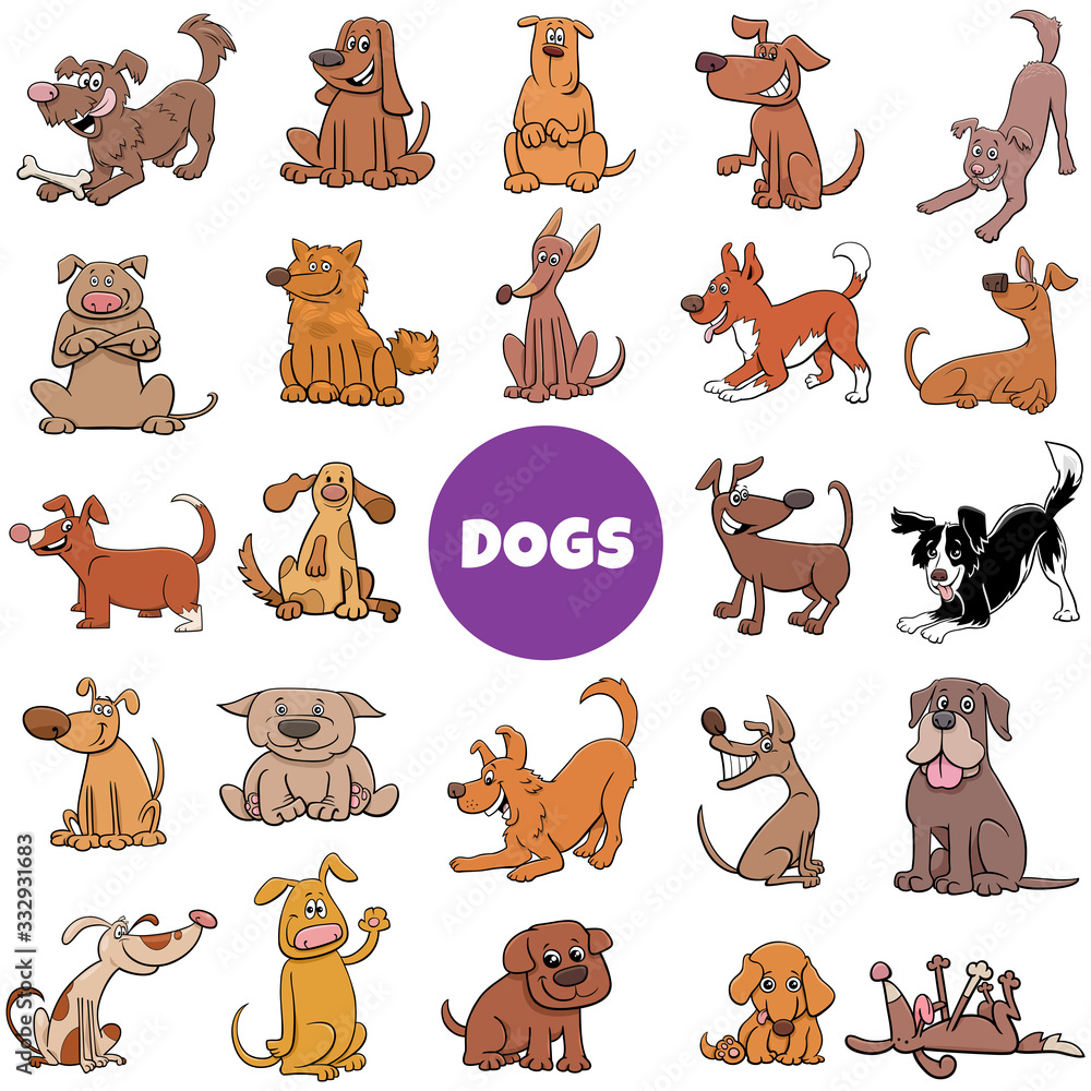 cartoon dogs and puppies large set Stock Vector | Adobe Stock