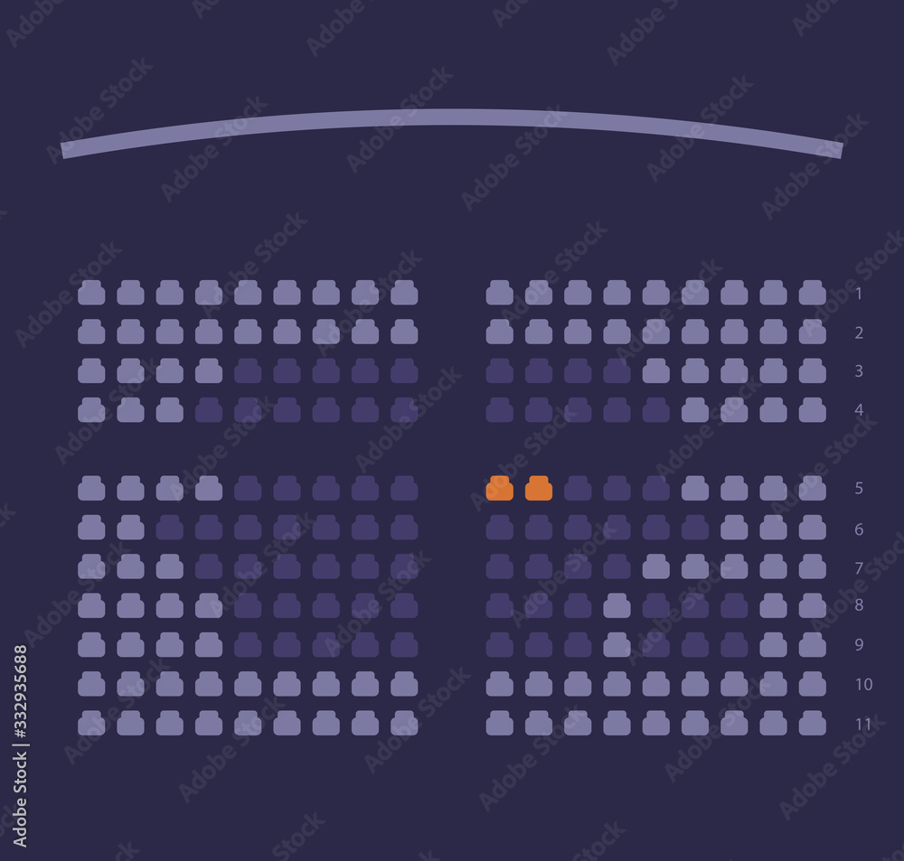 Cinema seats booking online ui design scheme or film theatre places ...