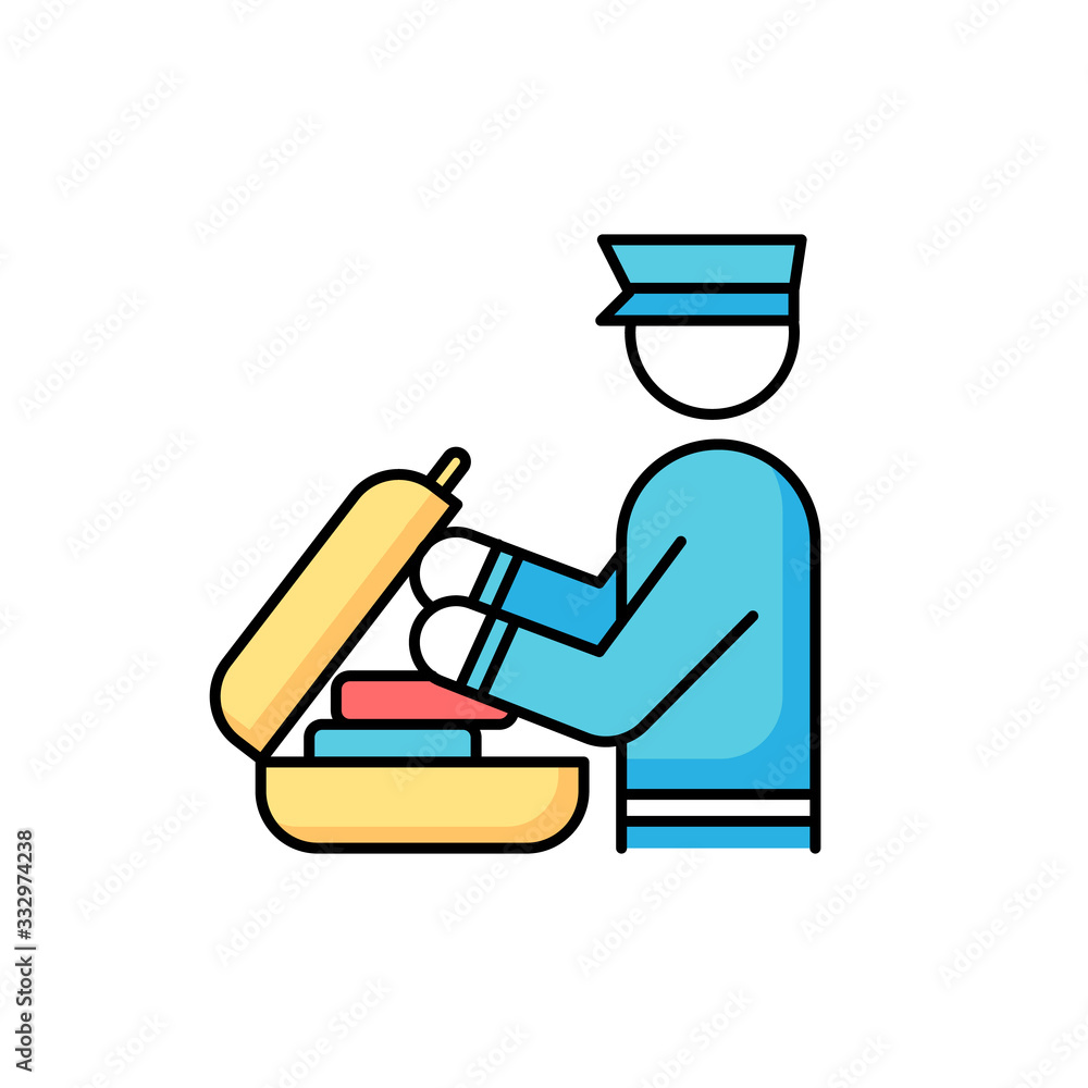 Security check luggage RGB color icon. Safe control for baggage ...