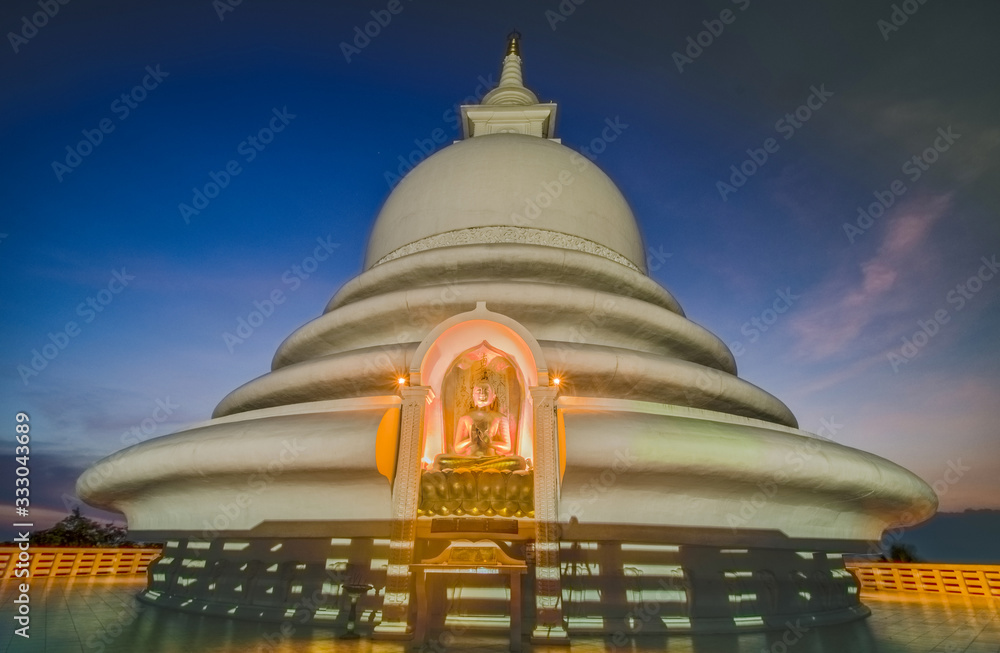 Japanese Peace Temple In Rumassala, Sri Lanka. The Japanese Peace ...
