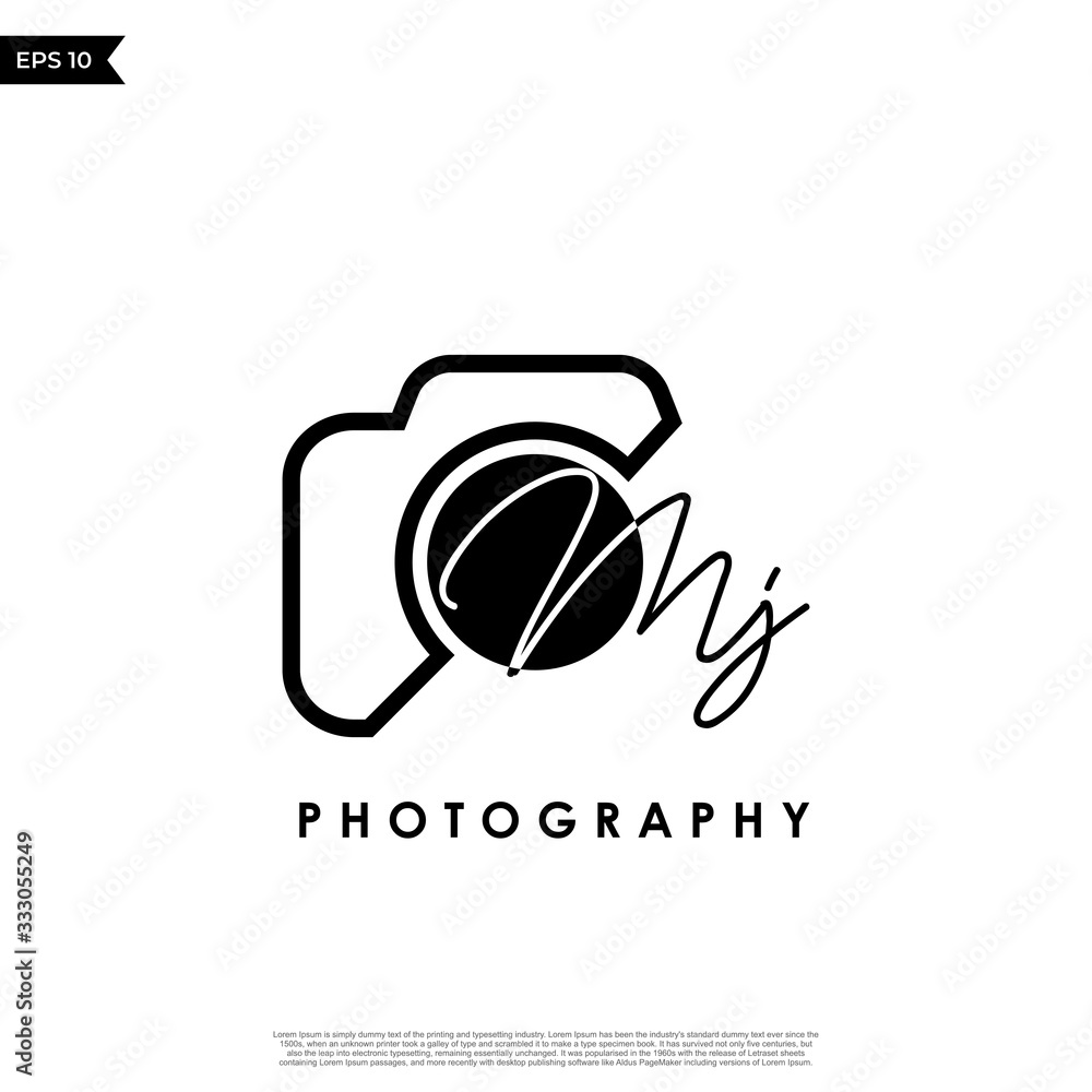 Initial Letter MJ with camera. Logo photography simple luxury vector ...