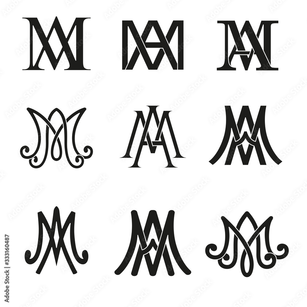 Monogram of Ave Maria symbols set. Religious catholic signs. Stock ...