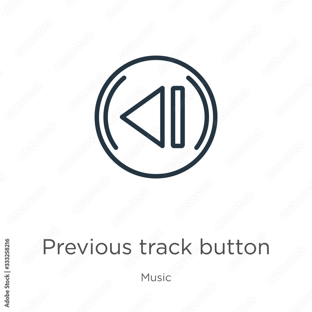 Previous track button icon. Thin linear previous track button outline ...