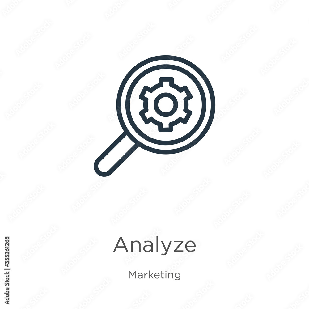 Analyze icon. Thin linear analyze outline icon isolated on white ...