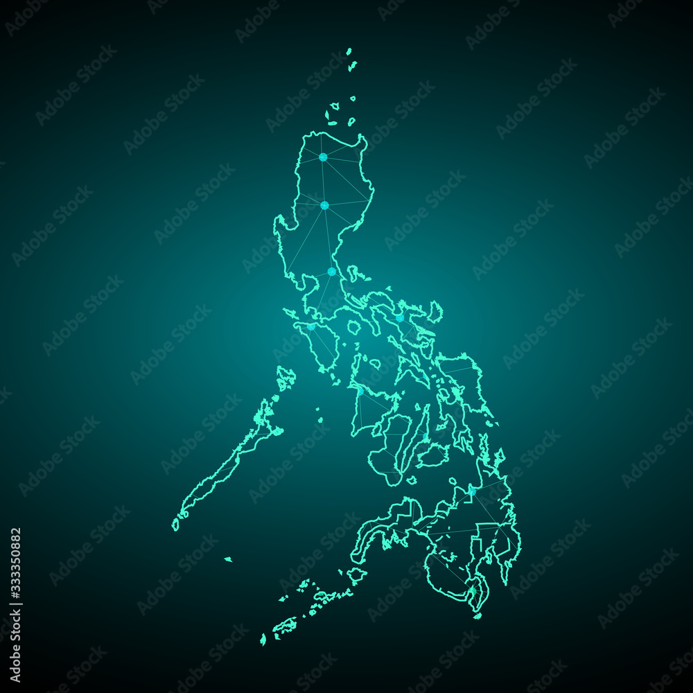 Map of Philippines. Wire frame 3D mesh polygonal network line, design ...