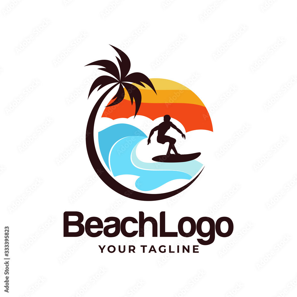 beach logo vector Stock Vector | Adobe Stock