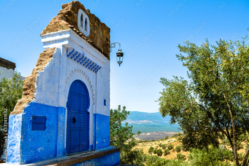 Morocco Chefchaouen Gate, doorway, blue city, Chefchaouen entrance ...