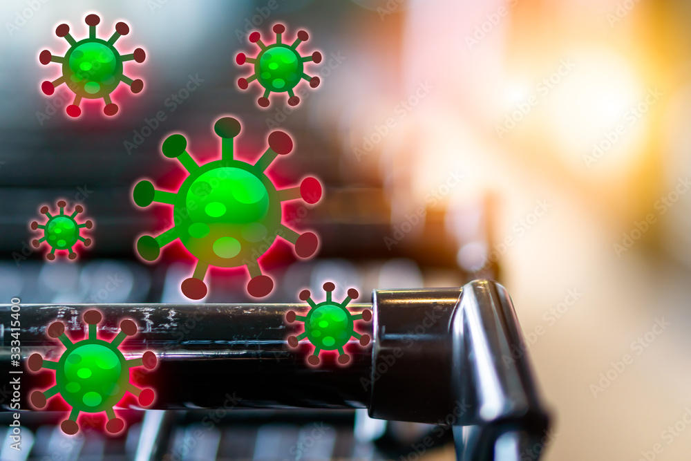 Blurred background of supermarket grocery store with lines of shopping ...