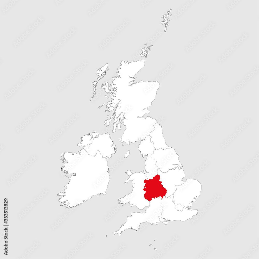 Image vectorielle Stock West midlands map highlighted red on united ...