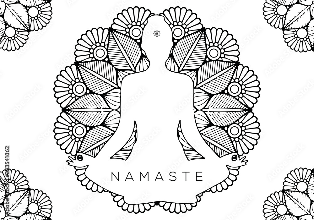Namaste mandala for coloring and relaxing Stock Vector | Adobe Stock