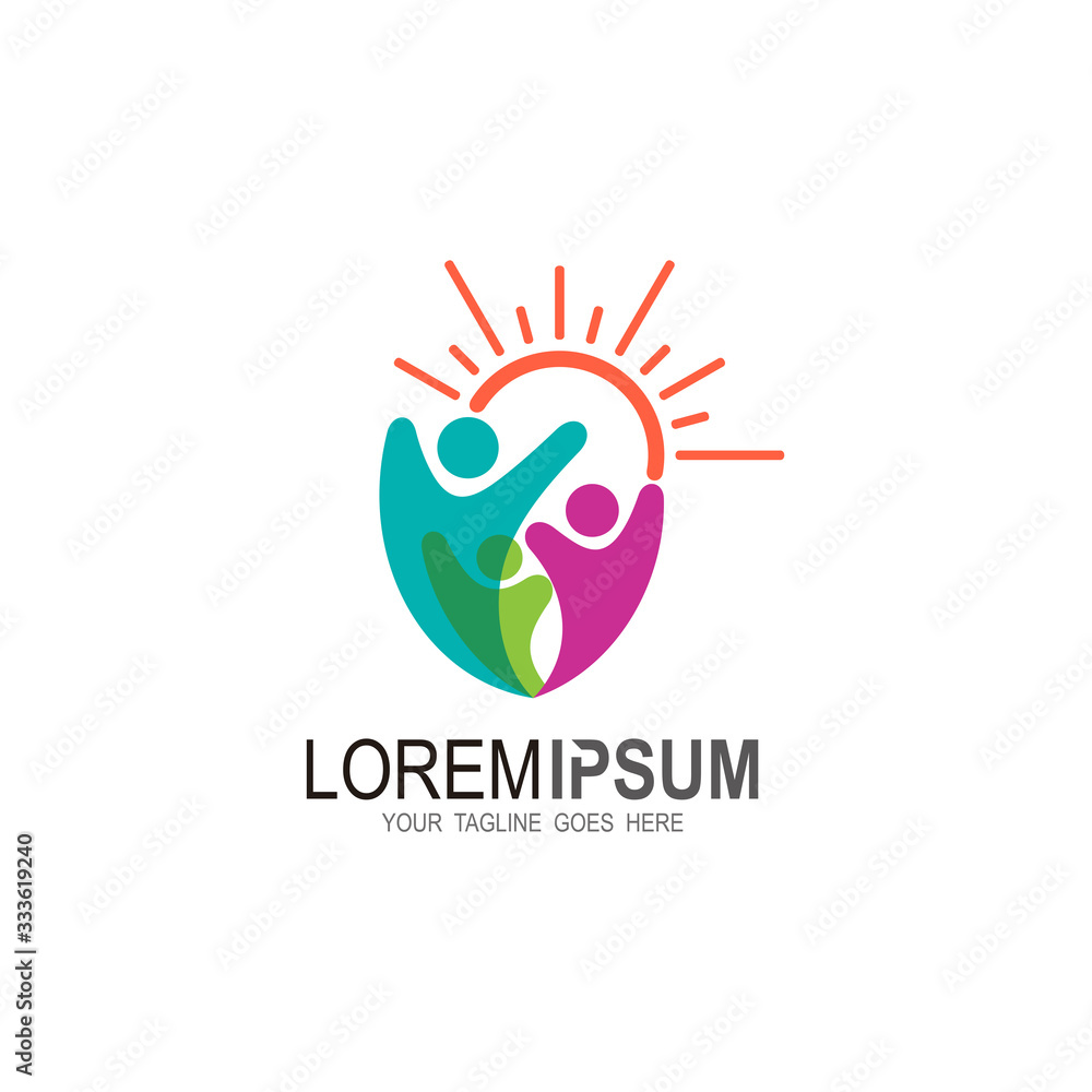 Human logo, Happy family logo, Symbol of unity between humans + social ...