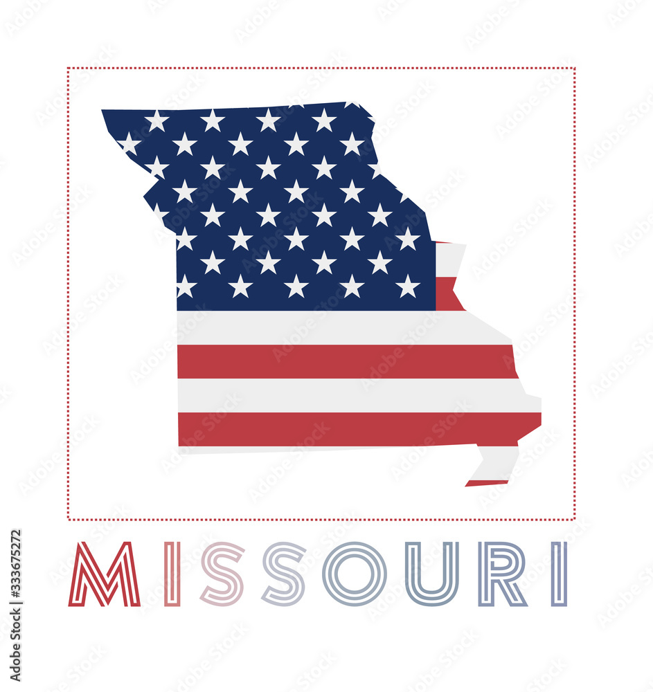 Vector de Stock Missouri Logo. Map of Missouri with US state name and ...