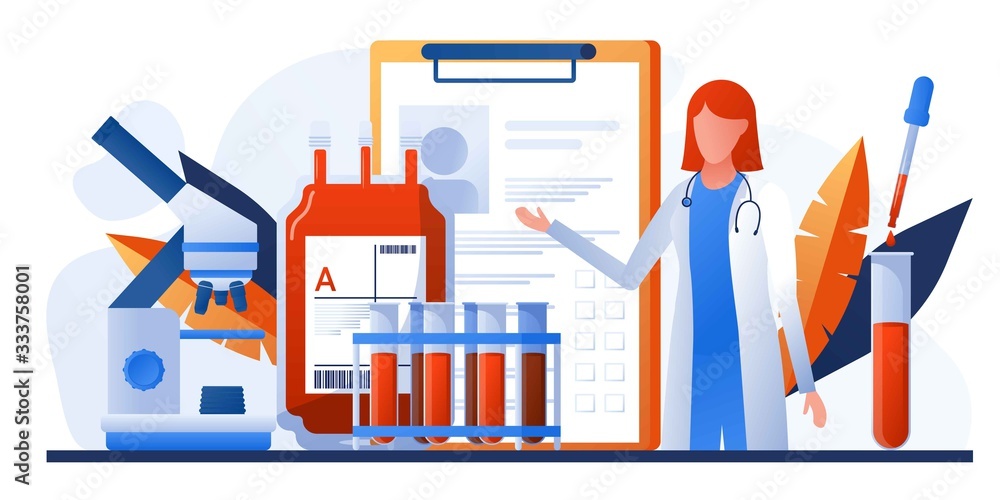 Human blood in donation bag. Blood clinical laboratory analysis ...