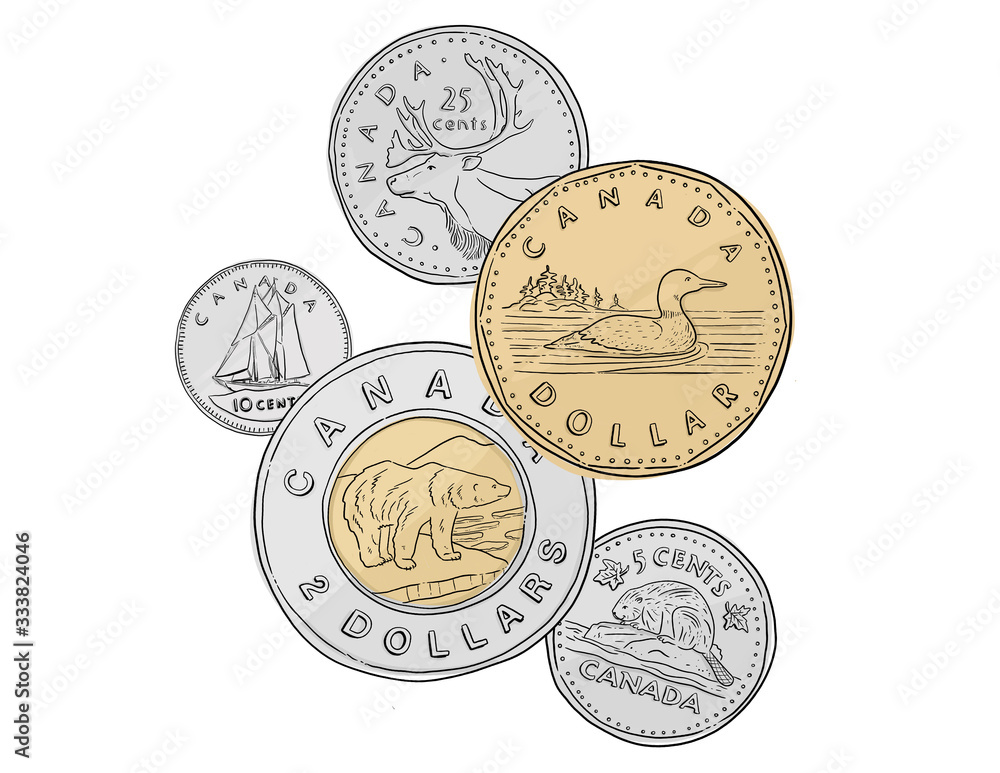 Canadian Coins Currency Stock Illustration | Adobe Stock
