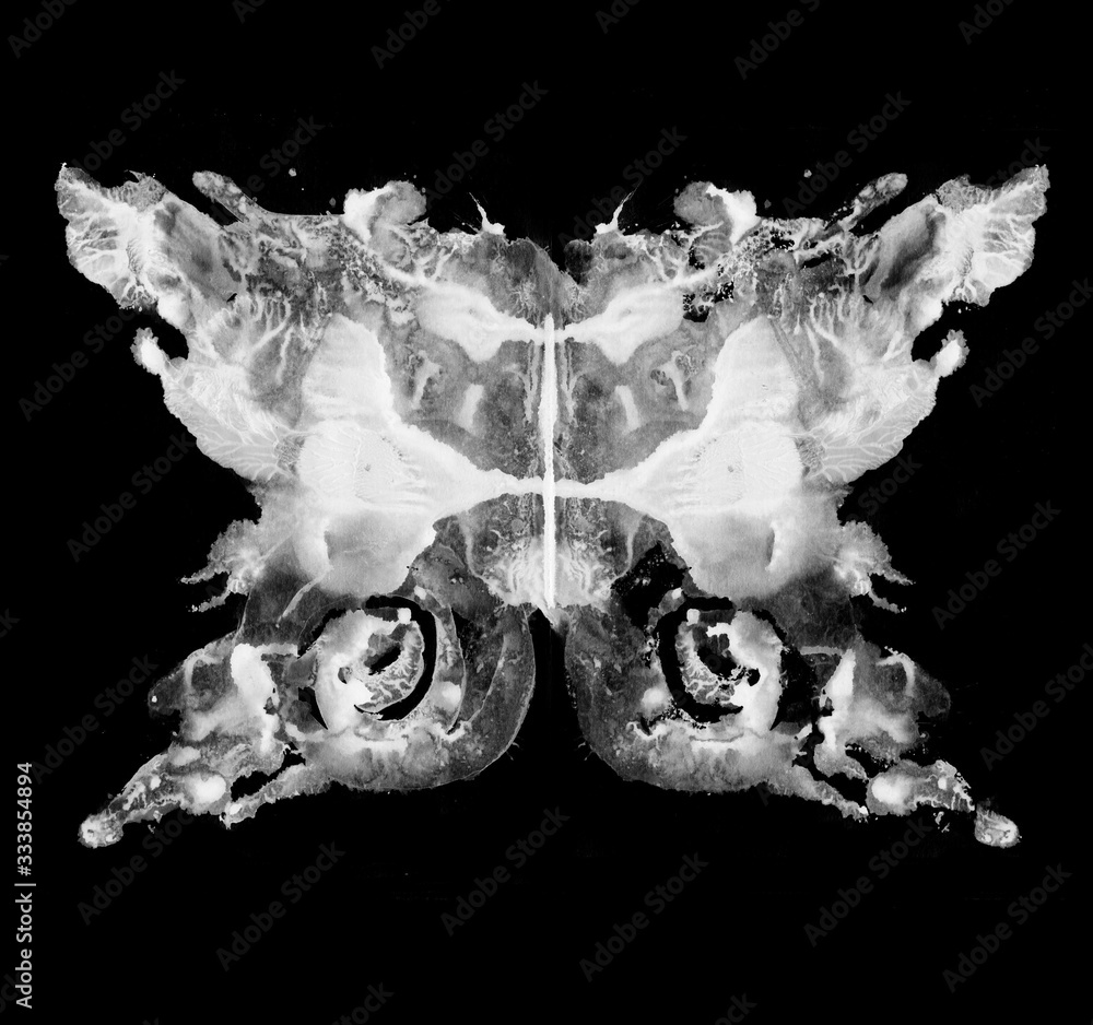 Rorschach test ink blot illustration. Psychological test. Silhouette of ...