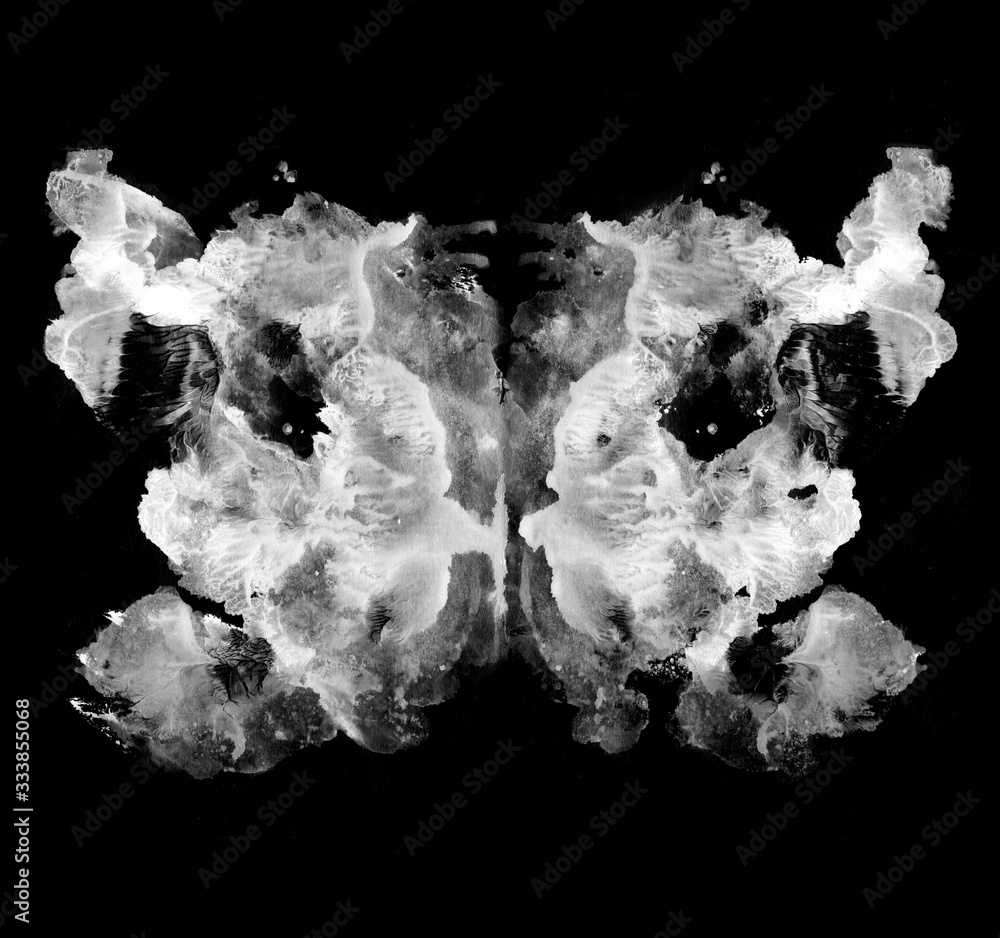 Rorschach test ink blot illustration. Psychological test. Silhouette of ...