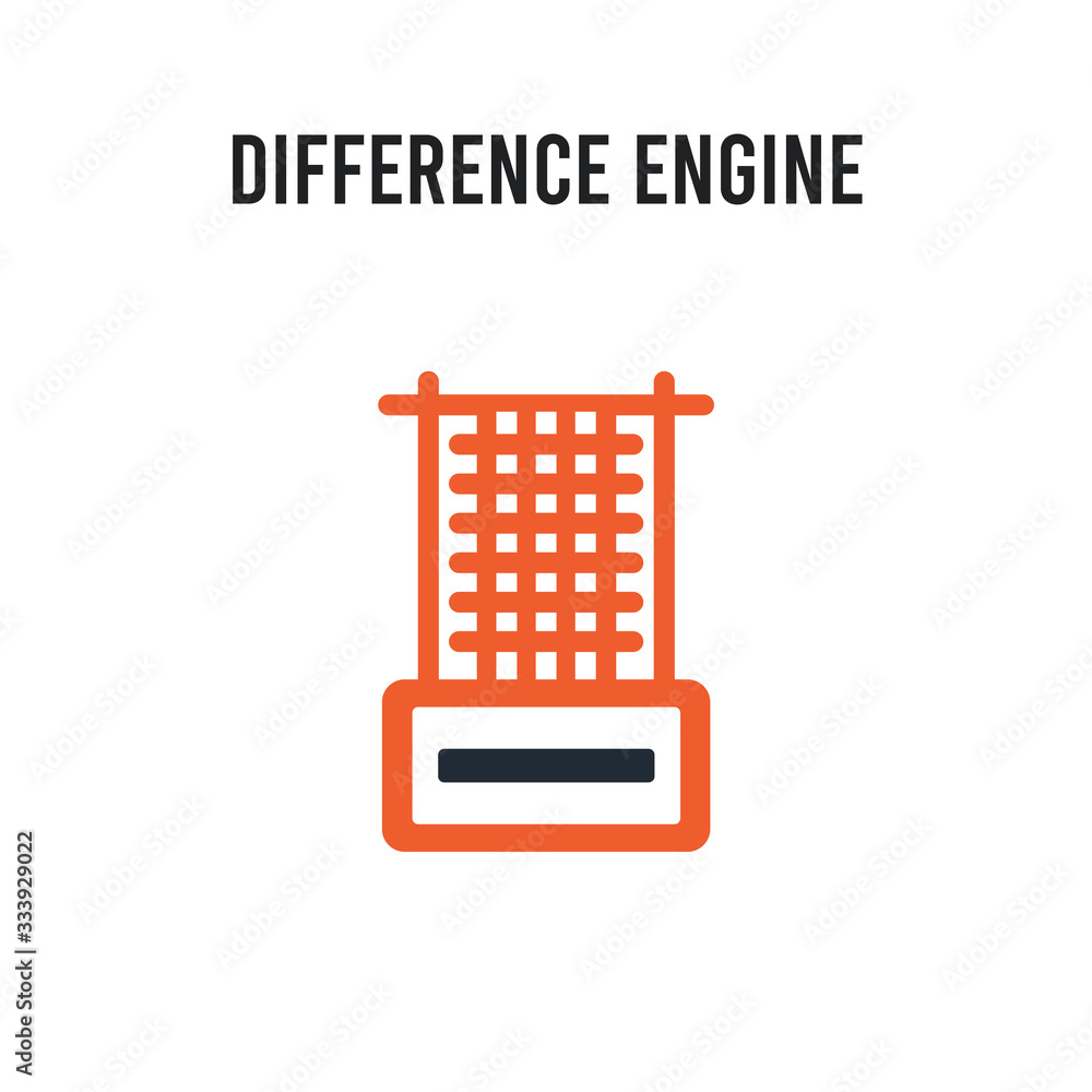 Difference engine vector icon on white background. Red and black ...