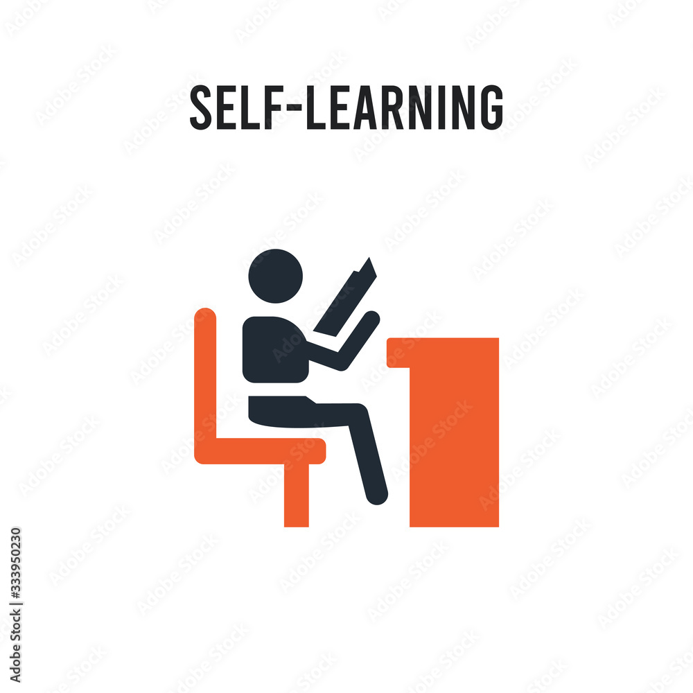self-learning vector icon on white background. Red and black colored ...