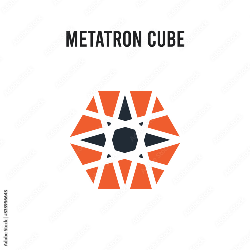 Metatron cube vector icon on white background. Red and black colored ...