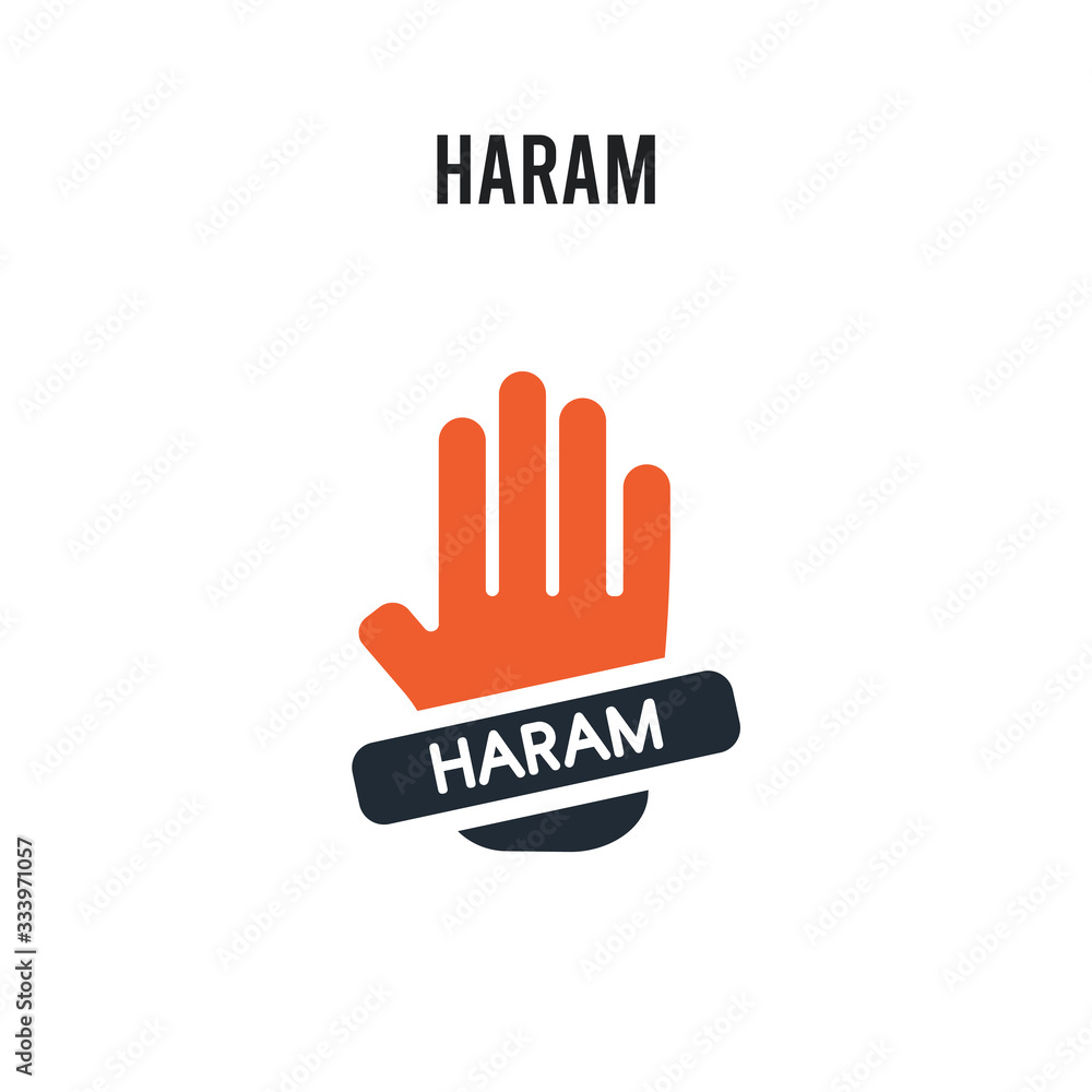 Haram vector icon on white background. Red and black colored Haram icon ...