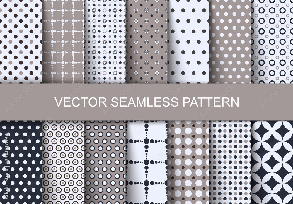 Seamless patterns autumn polka dots set. Vector illustration Stock ...