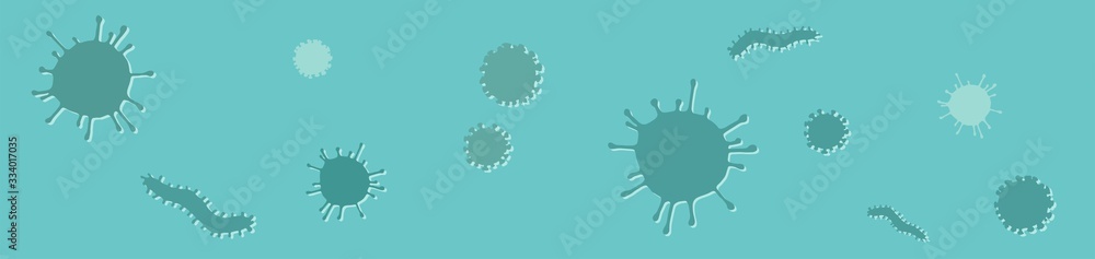 Bacterial background. Blue long background with micro life, various ...