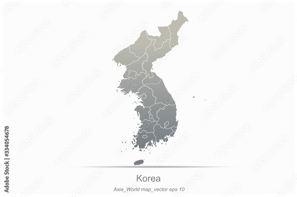 Illustration Stock korean vector map. aisan countries map. asia of ...