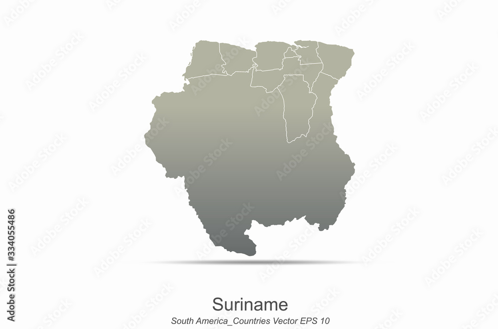 suriname map south america continent countries map. country map of gray ...