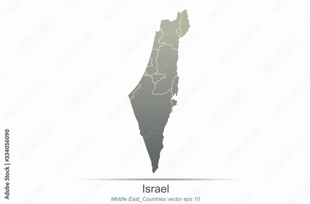 israel map. middle east countries map. arab country map of gray ...