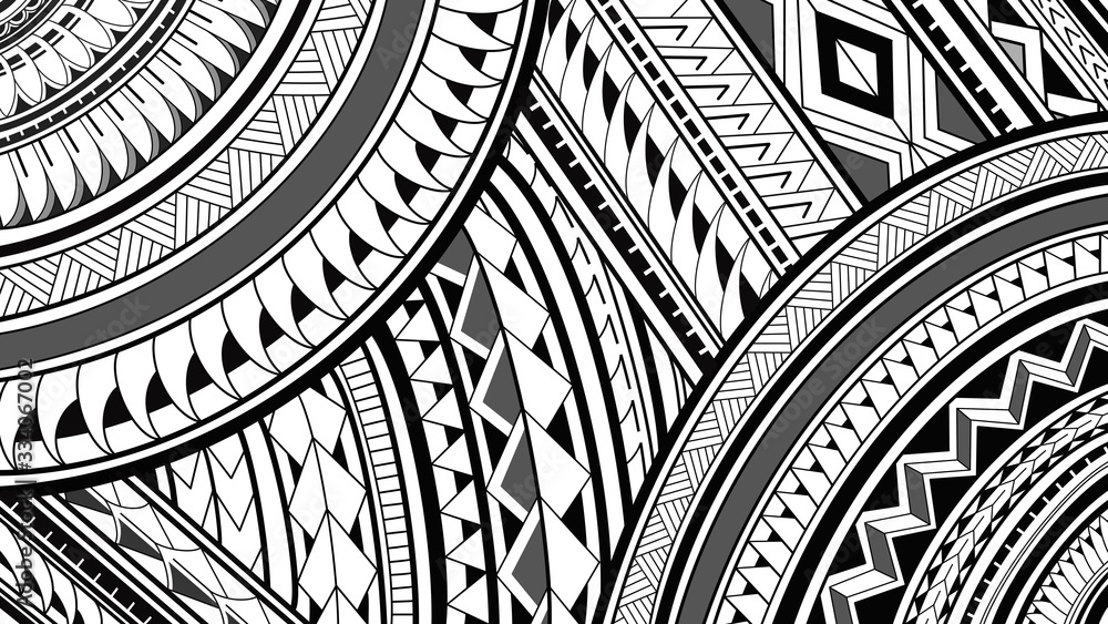 8K Maori Polynesian pattern design illustrations on a white background ...