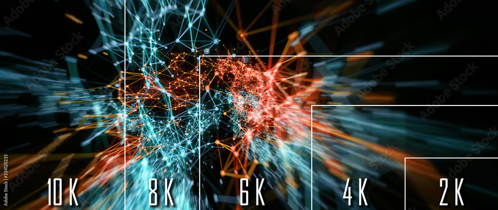 10K/ 8K/ 6K / 4K / 2K tv resolution display with comparison of ...