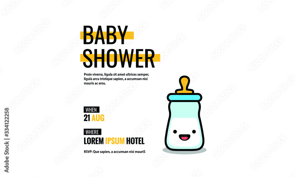 Baby Shower Invitation Design with Milk Bottle Stock Vector | Adobe Stock